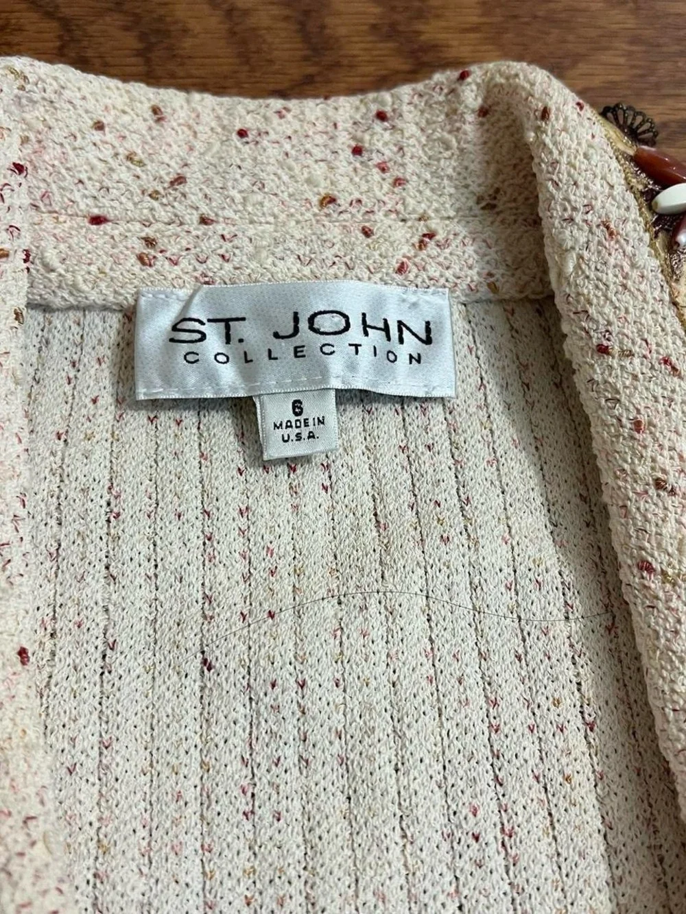 St. John | Jackets & Coats | St John Cream Embellished Top With ...